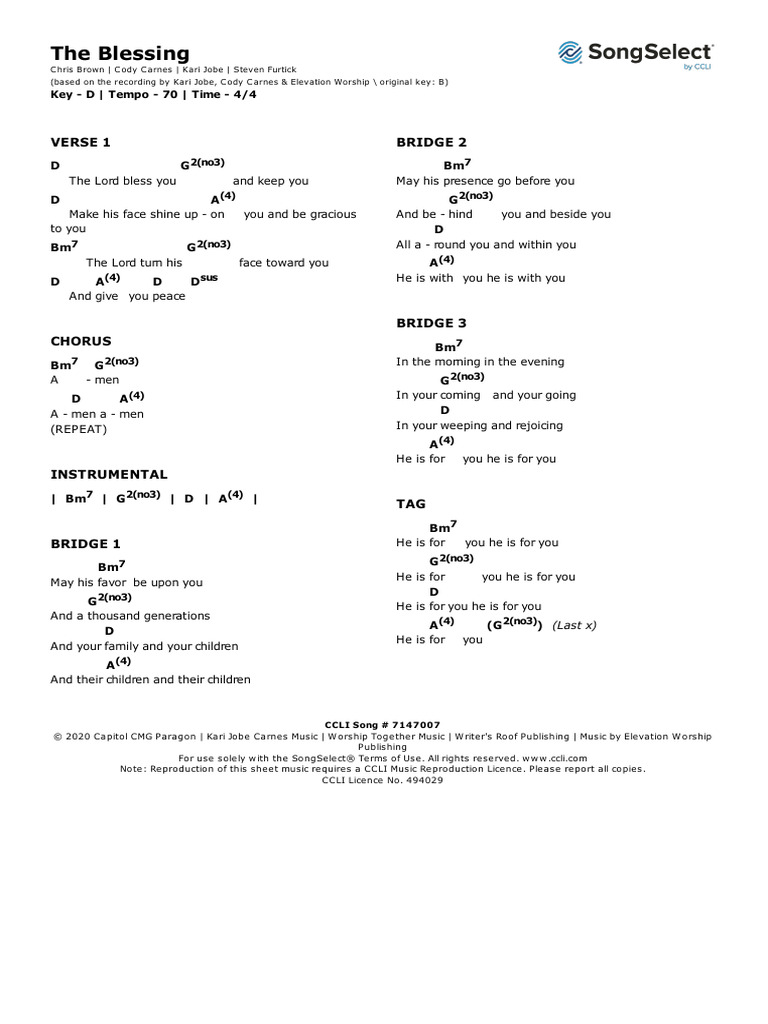 The Blessing-chords-D | PDF | Popular Music | Entertainment