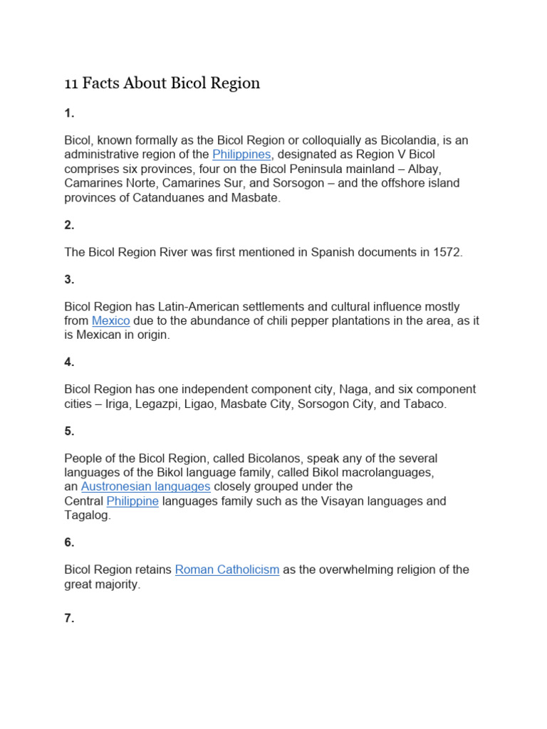 Bicol Region: 11 Key Facts | PDF