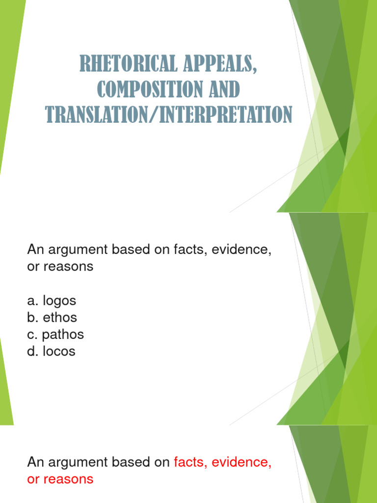 Rhetorical Appeals Composition and Translation | PDF | Rhetoric | Logos