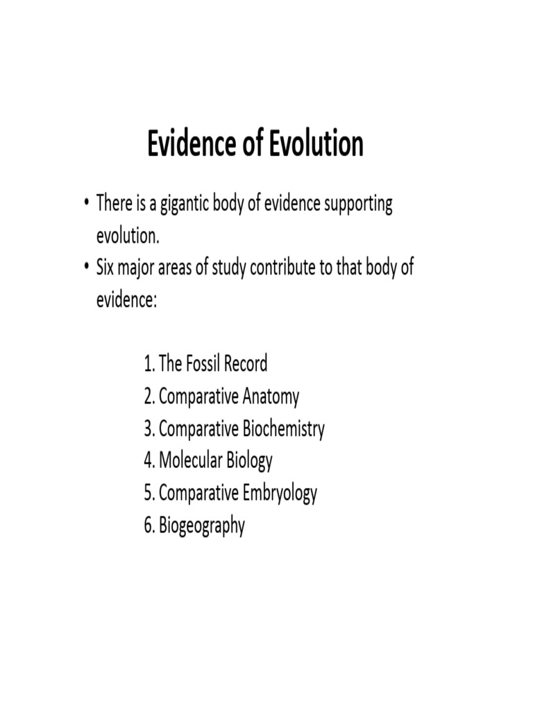 Key Evidence Supporting Evolution | PDF