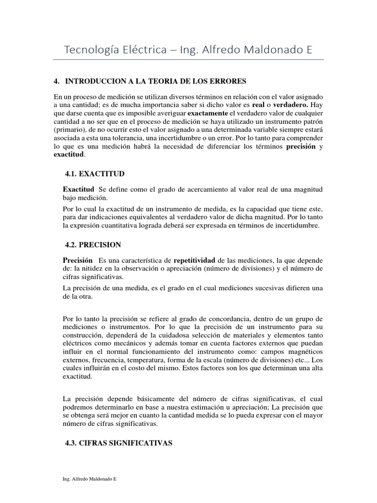 Teoría de Errores en Medición | PDF | Exactitud y precisión | Medición