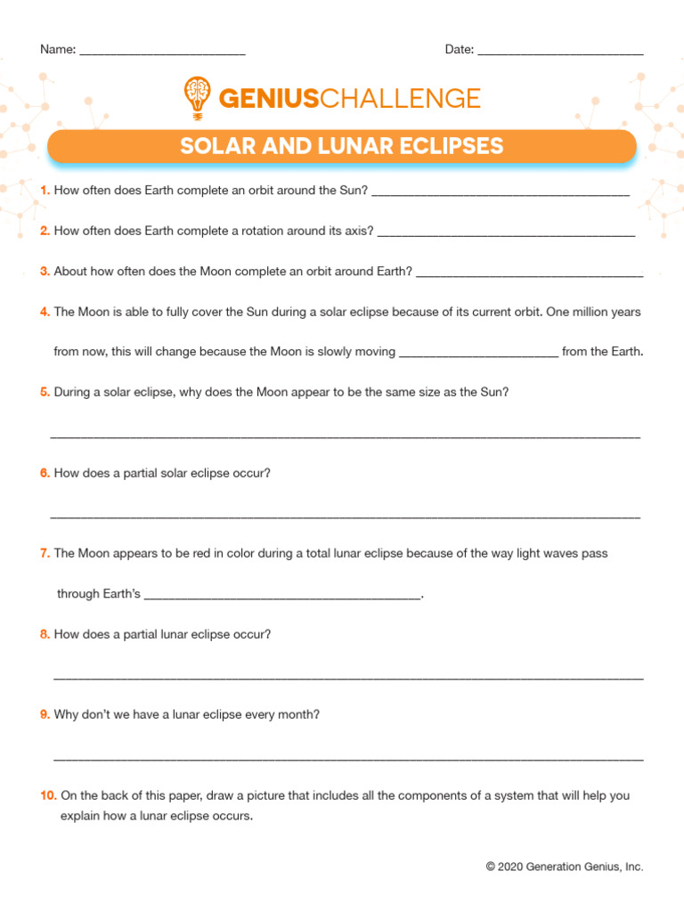 GG Solar and Lunar Eclipses Quiz 1 | PDF