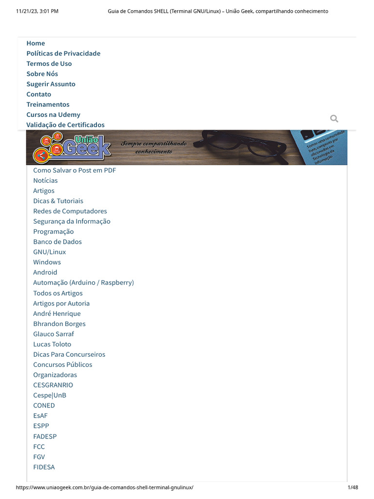 Guia de Comandos SHELL (Terminal GNU - Linux) - União Geek ...