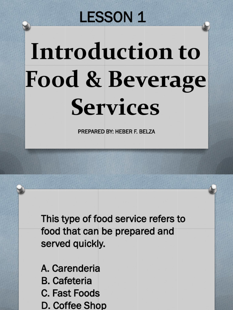 LESSON 1 Introduction To Food & Beverage Services | PDF