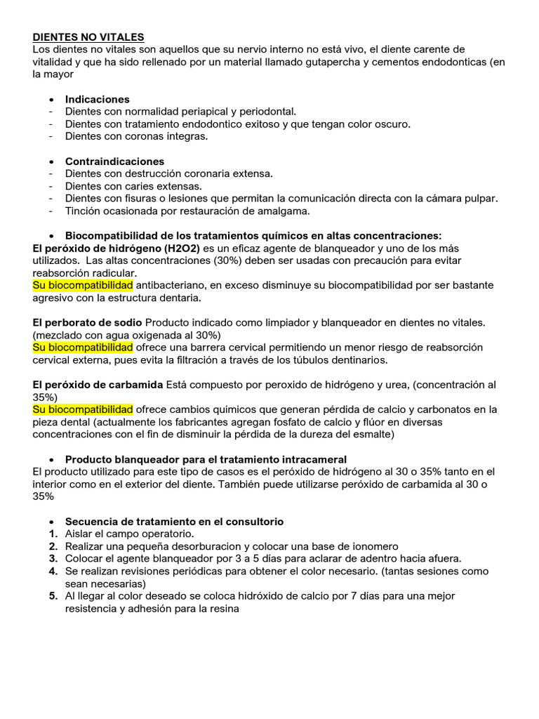 Dientes Vitales y No Vitales | PDF
