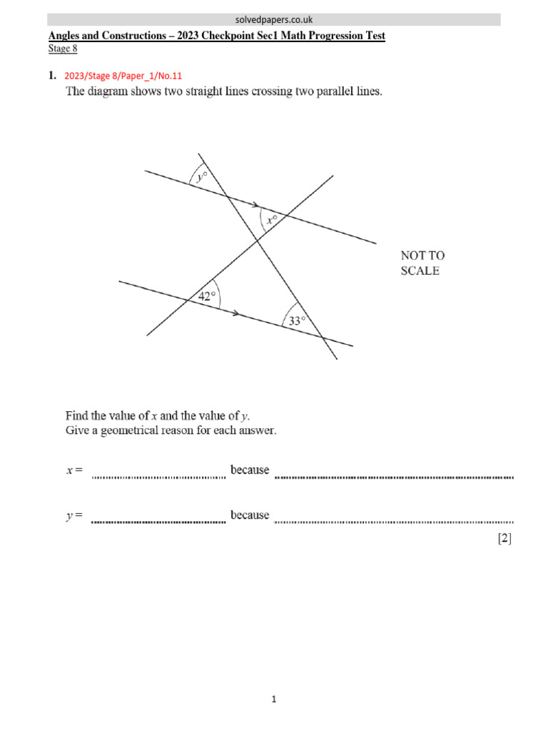 2023 Angles and Constructions Checkpoint - Sec1 - Math - Progression ...