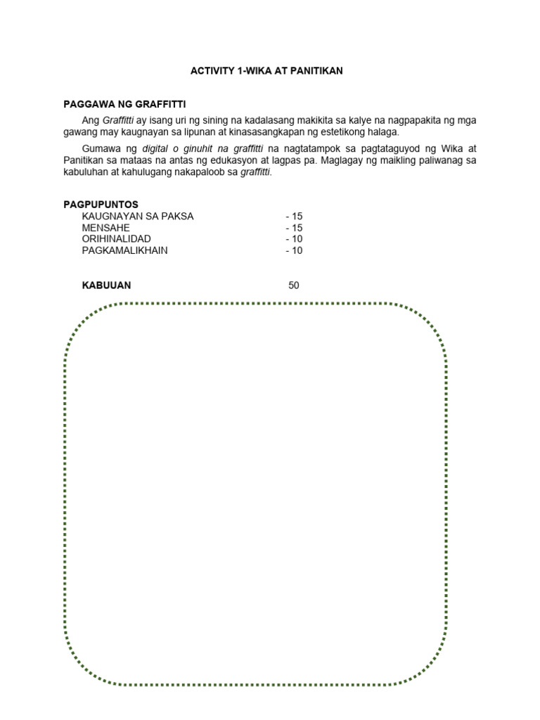 Activity 1 Wika at Panitikan | PDF