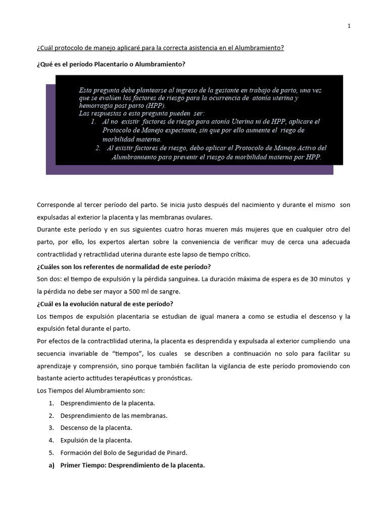 18 Alumbramiento Normal y Patológico - Enviado | PDF | Parto | Placenta