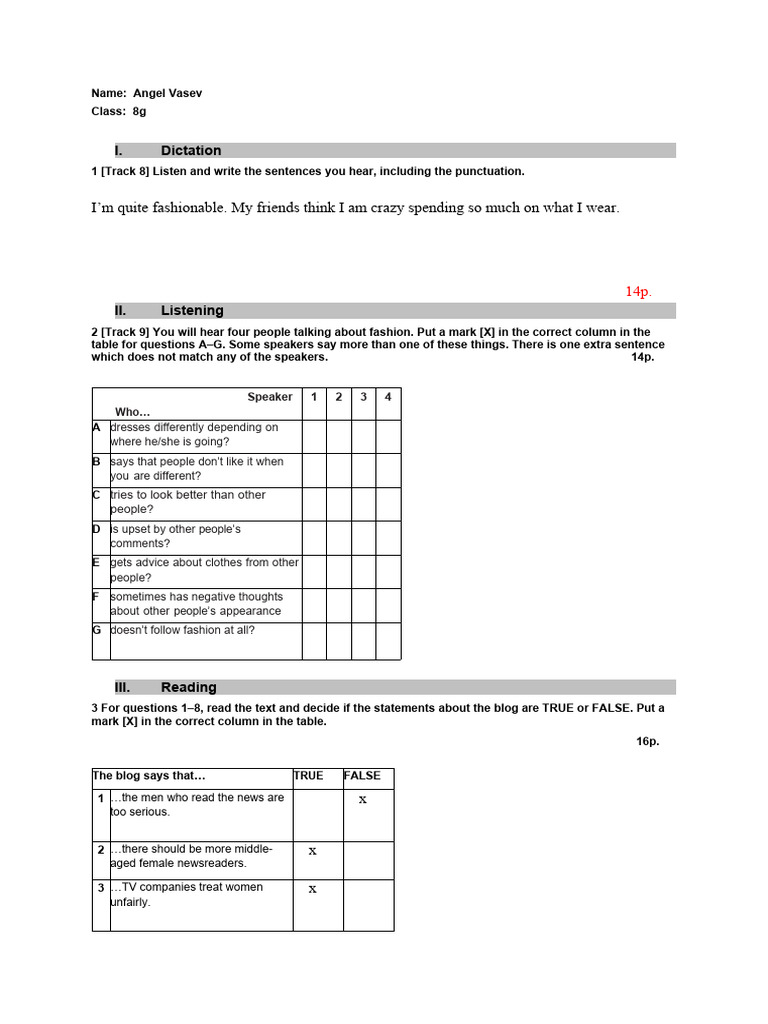 A1 Units 3 4 Test 1 | PDF | Linguistics | Human Communication