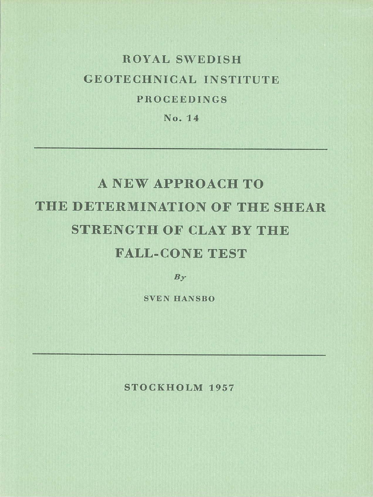 Fall-Cone Test for Clay Shear Strength | PDF | Plasticity (Physics ...