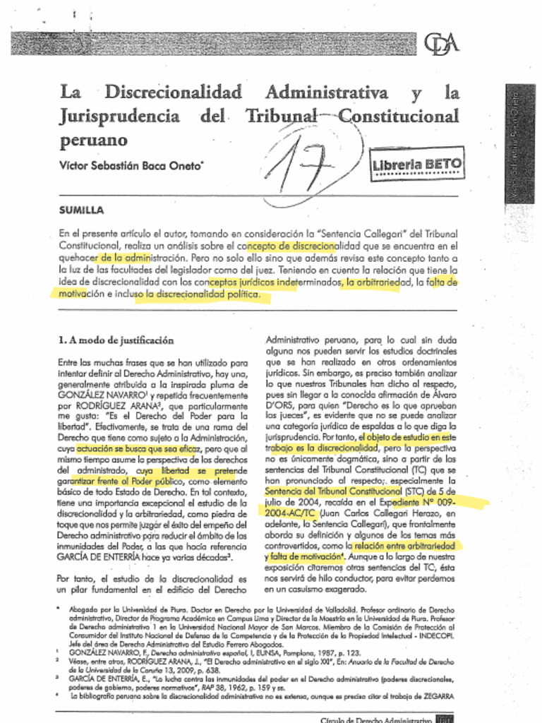 La Discrecionalidad Administrativa y La Jurisprudencia Del TC Victor ...