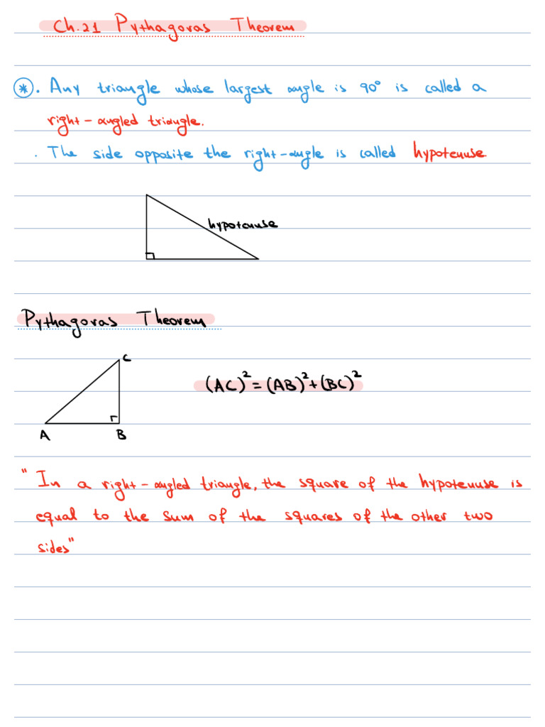 Ch21. Pythagoras theorem | PDF | Triangle | Geometric Shapes