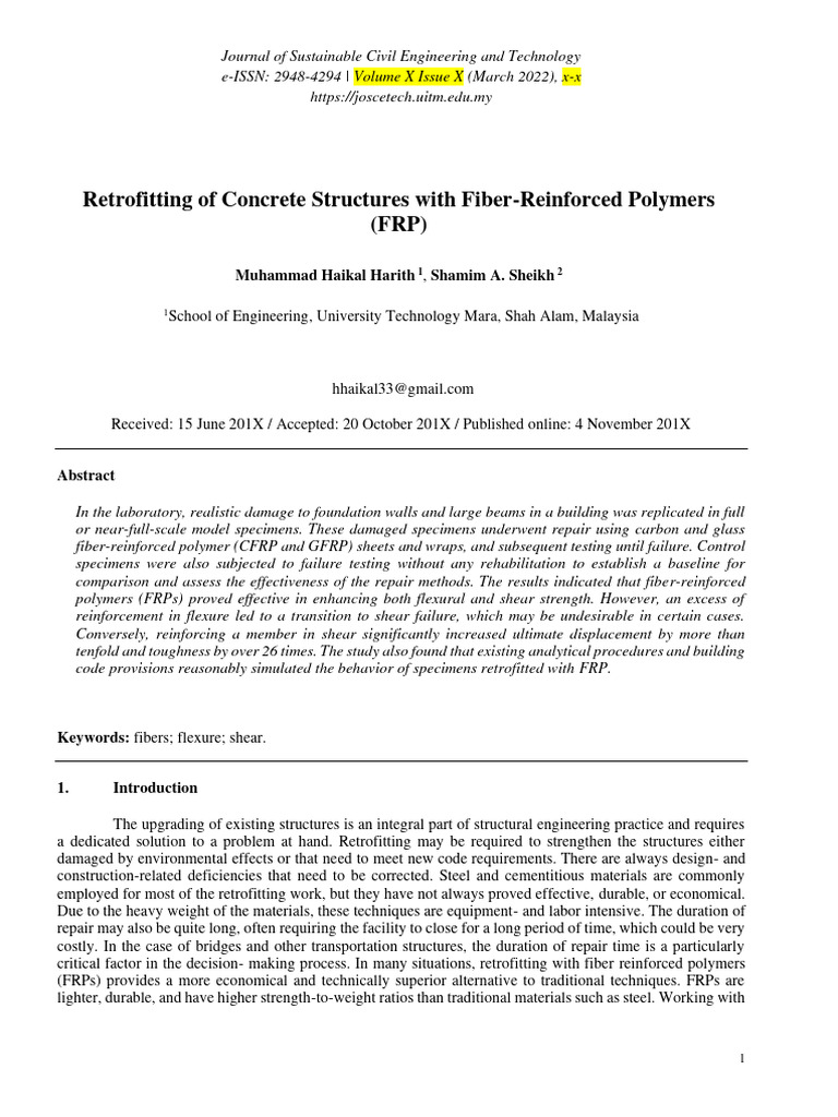 ASSIGNMENT - Retrofitting of Concrete Structures With Fiber-Reinforced ...
