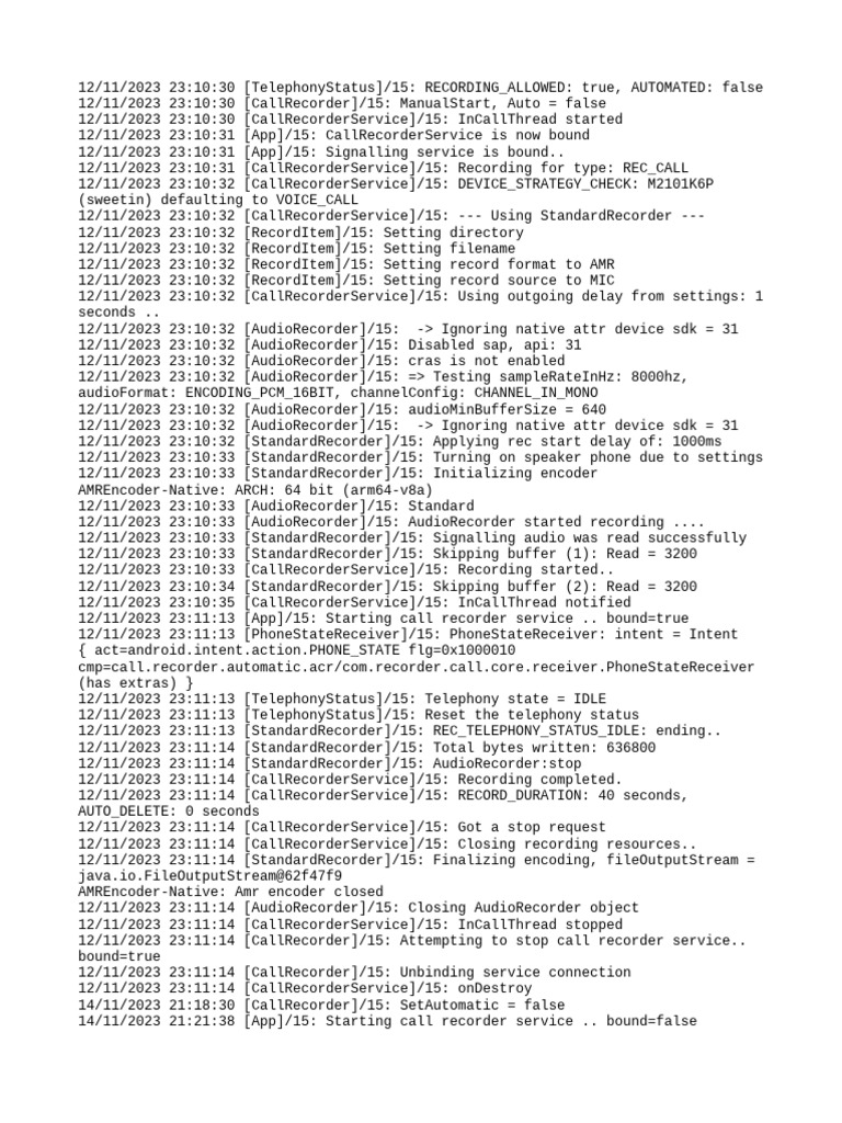 CallRecord Log | Download Free PDF | Computer Science | Computer Architecture