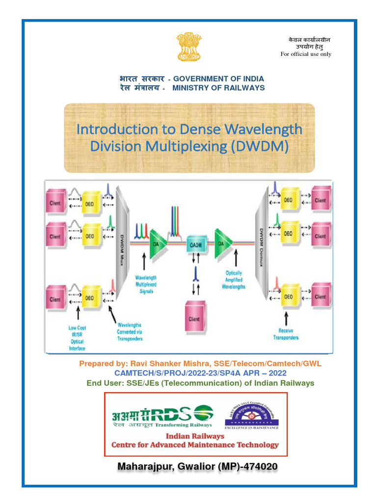 Introduction To DWDM | PDF | Wavelength Division Multiplexing | Multiplexing