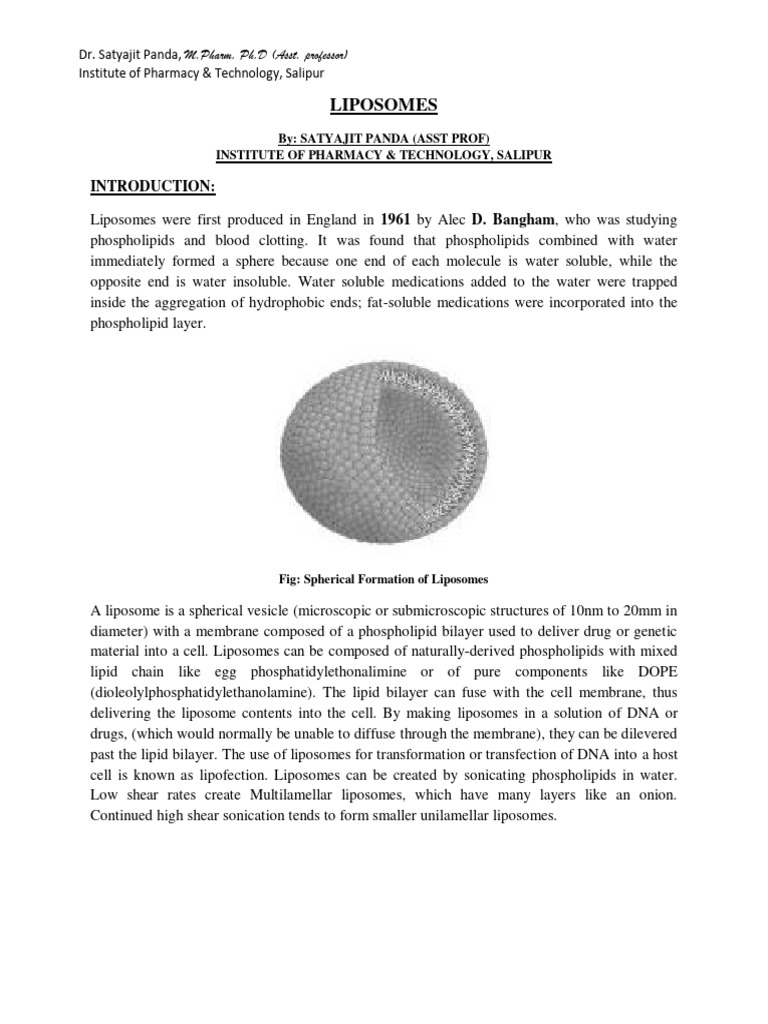 LIPOSOMES | PDF