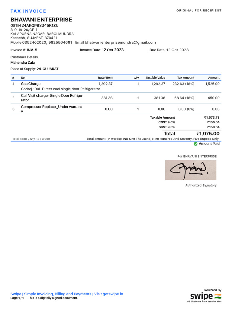 INV-5 - Mahendra Zala | PDF