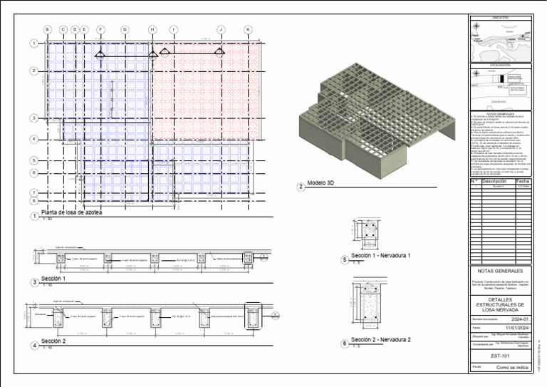 EST-101. Detalles Estructurales de Losa Nervada - 015241 | PDF