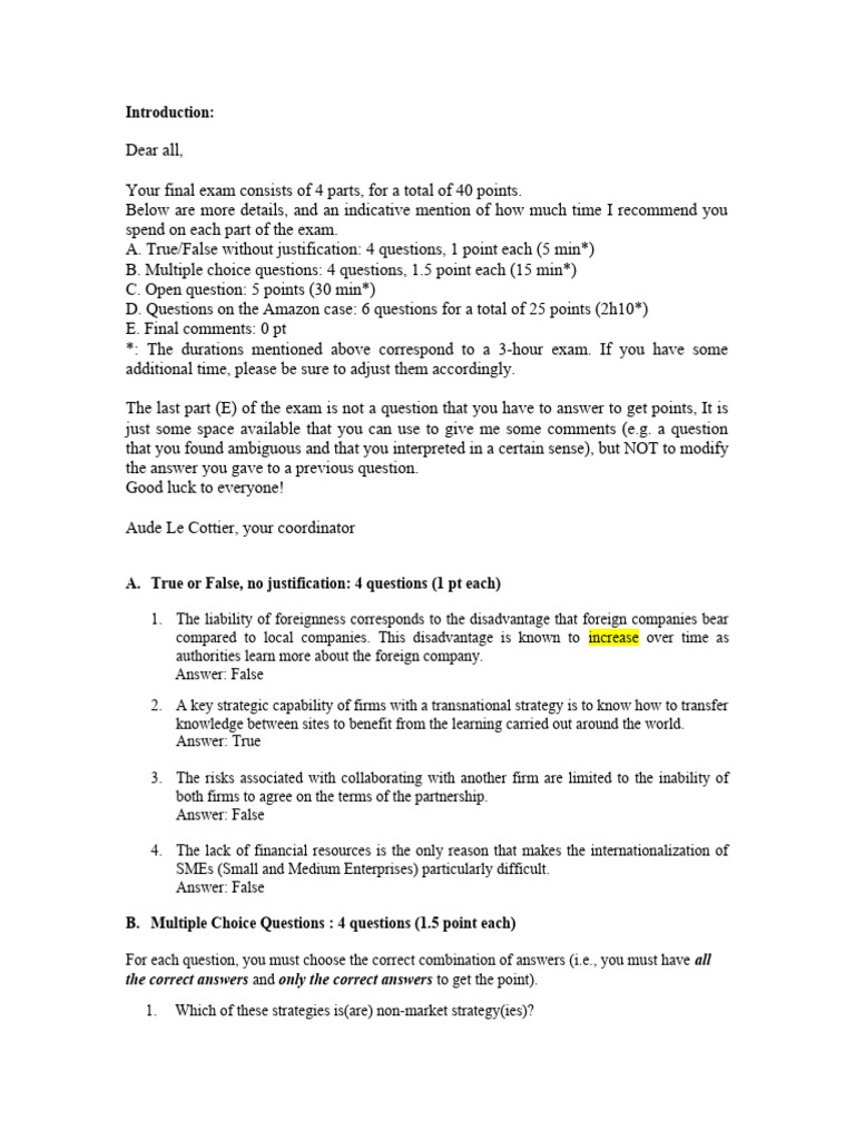 Example Typical Exam Questions A2021 | PDF | Finance & Money Management