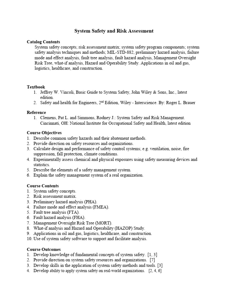 System Safety and Risk Assessment | PDF | Risk | Safety