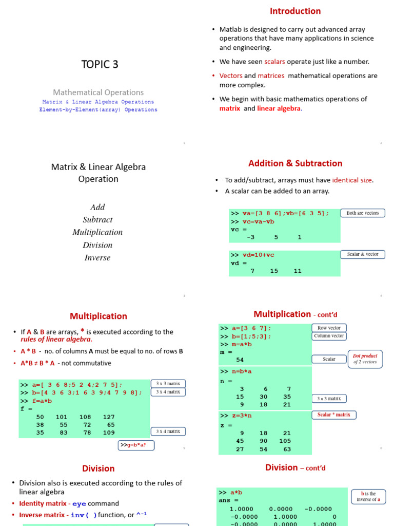 Mathlab Topic 3 | PDF