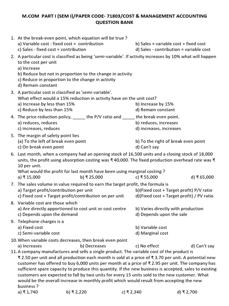 Cost Management Accounting | PDF