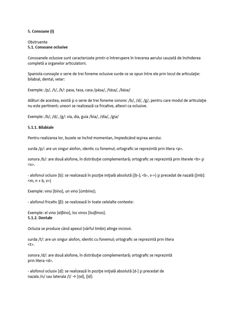 Consoane Spaniola Lingvistica | PDF