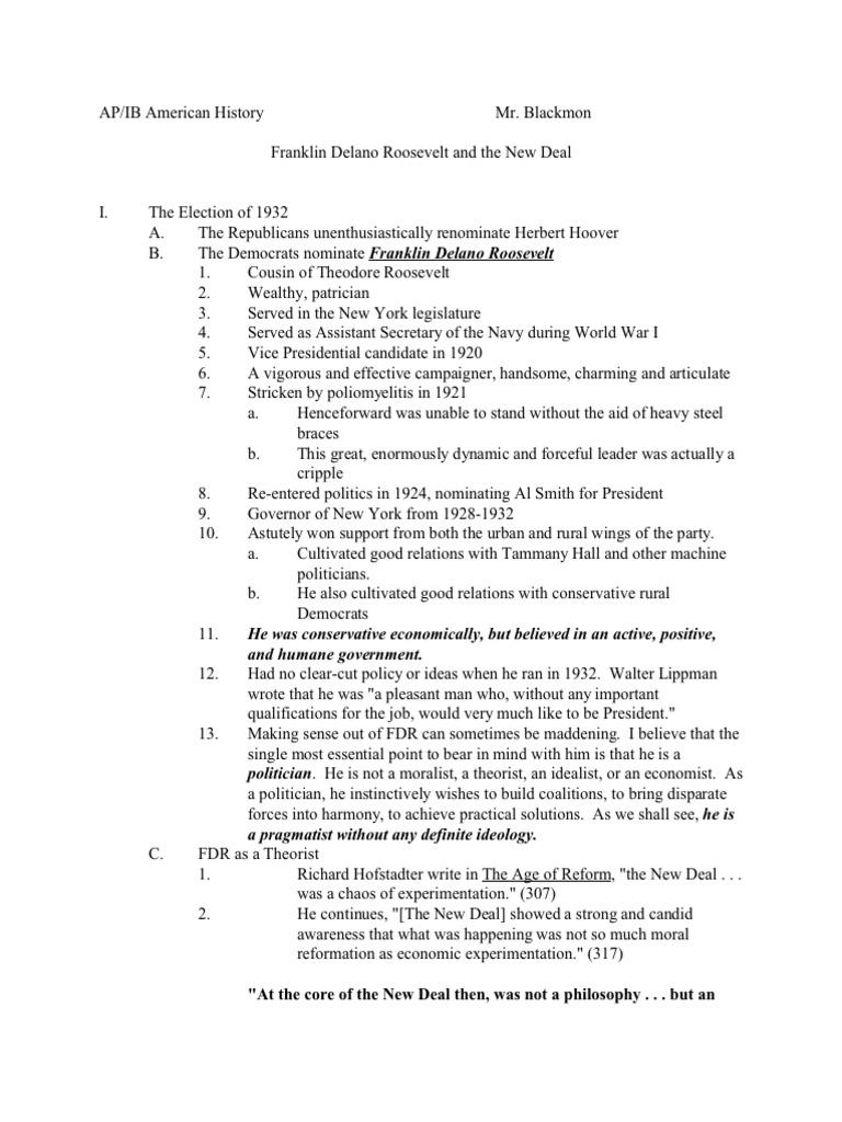 FDR and The New Deal | PDF