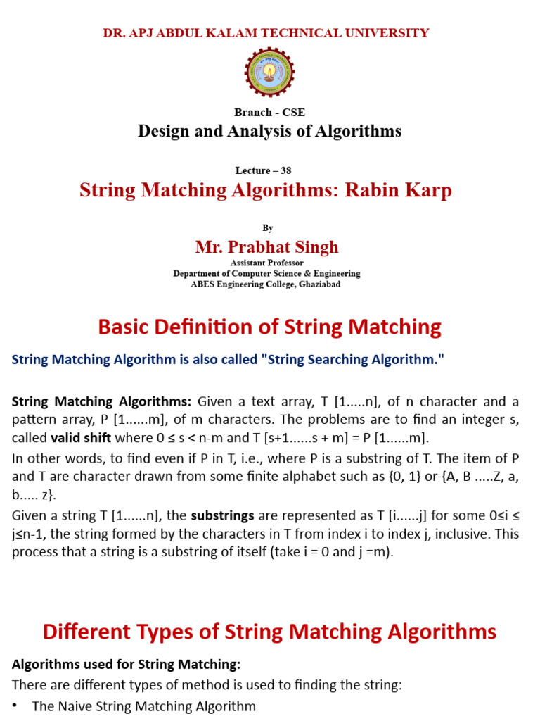 Lecture 38 Rabin Karp | PDF