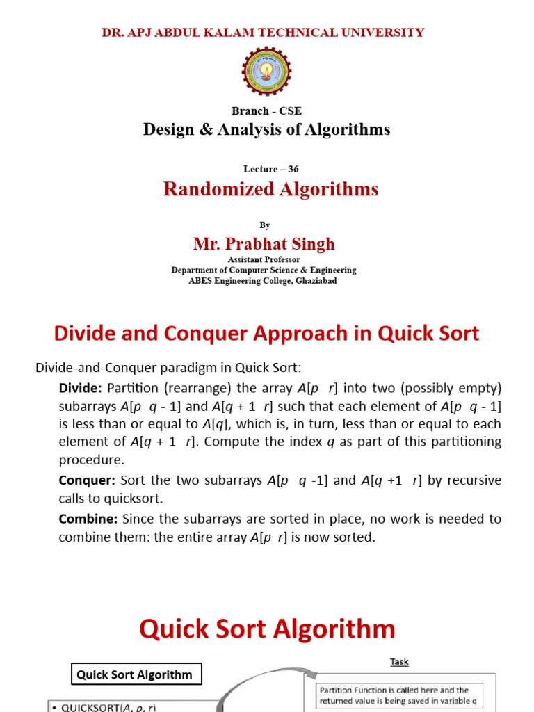 Lecture 36 Randomized Algorithms | PDF | Theoretical Computer Science | Applied Mathematics