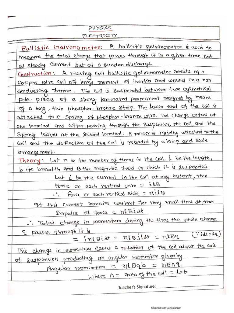 Ballistic Galvanometer | PDF