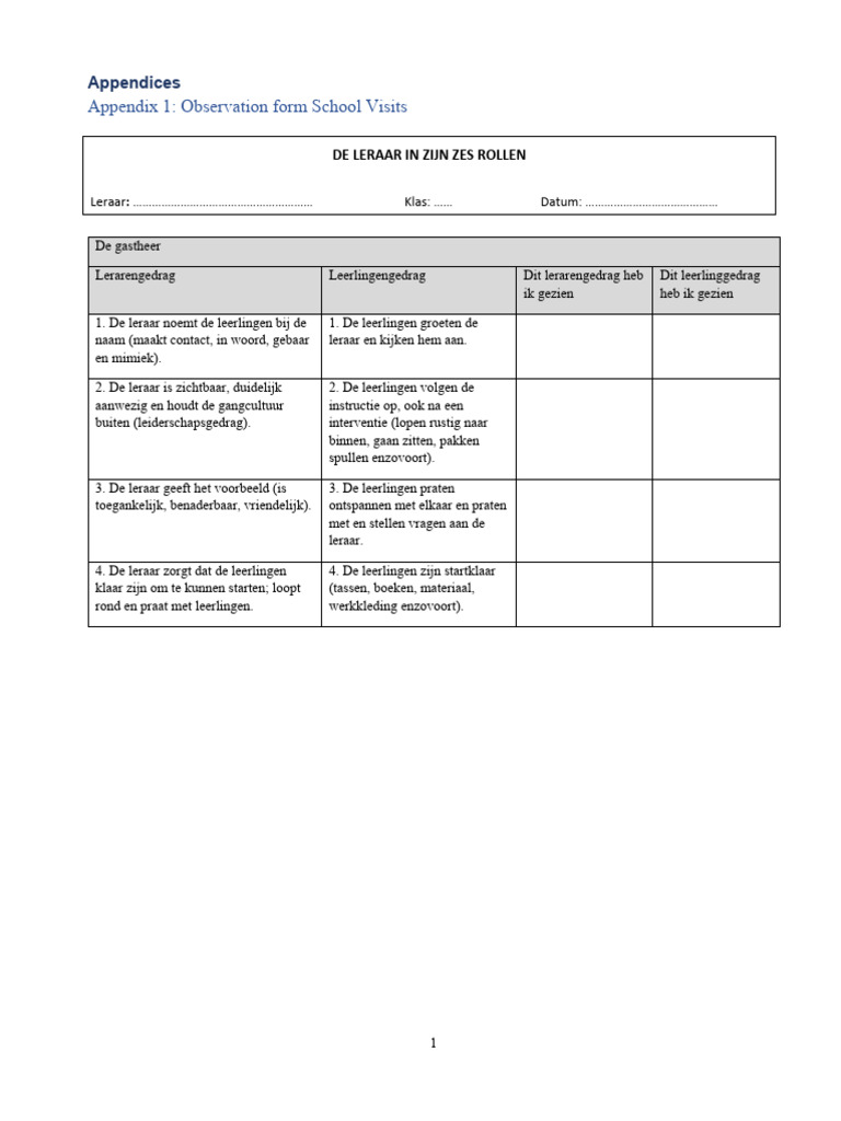 Observation Form - 5 Roles | PDF