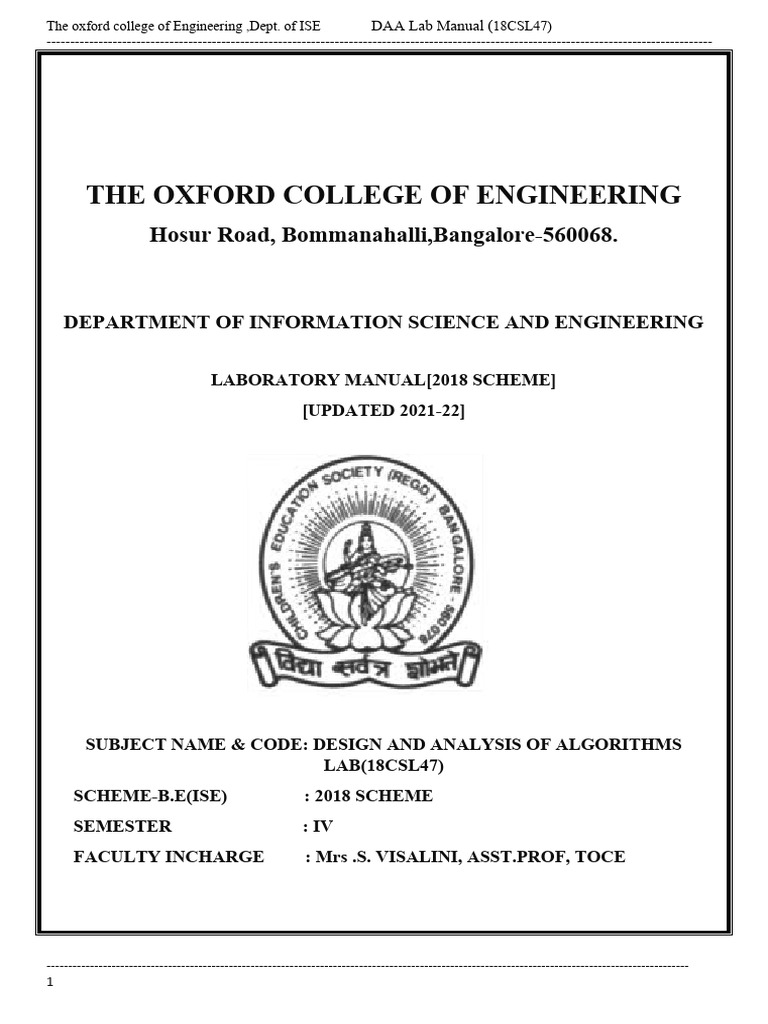 DAA Lab Manual Simplified Version | PDF | Computer Programming | Graph Theory