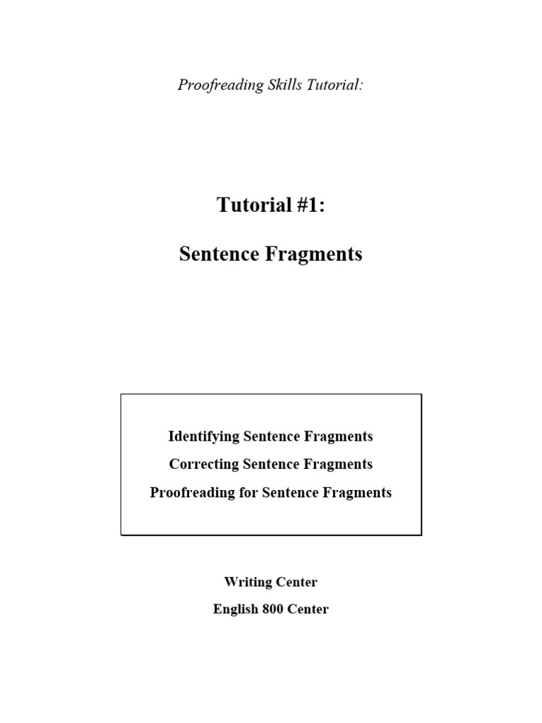 01 PS SentenceFragments Final | PDF | Subject (Grammar) | Question