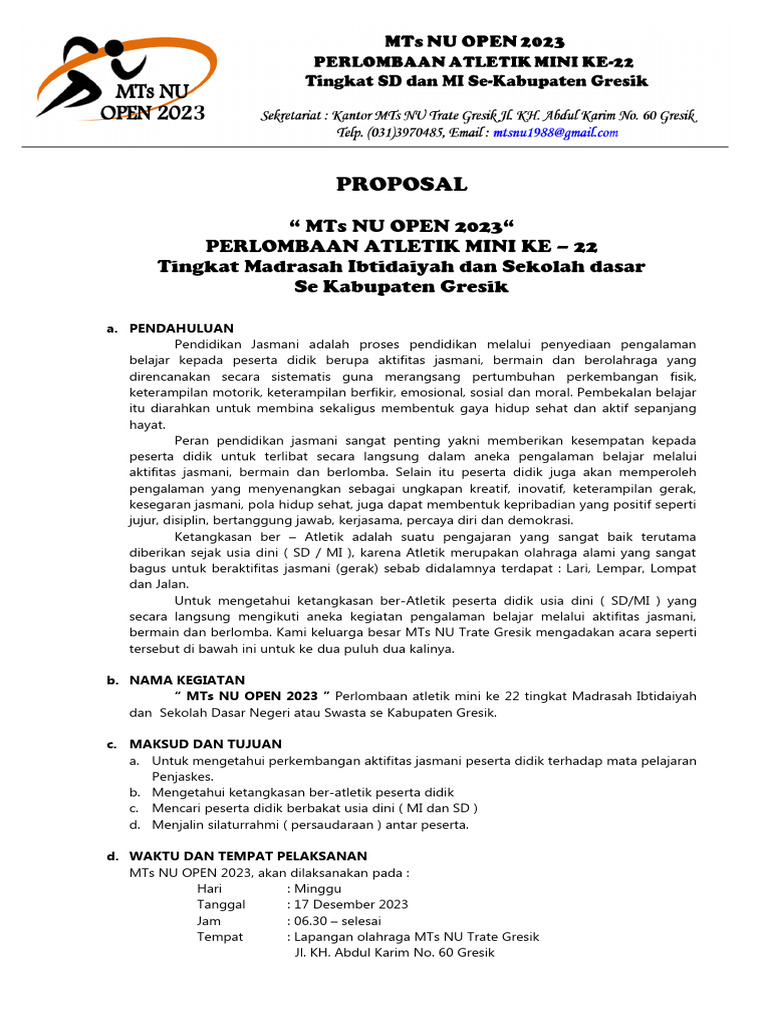 2003 Proposal MTS Open 2023 - Revisi | PDF