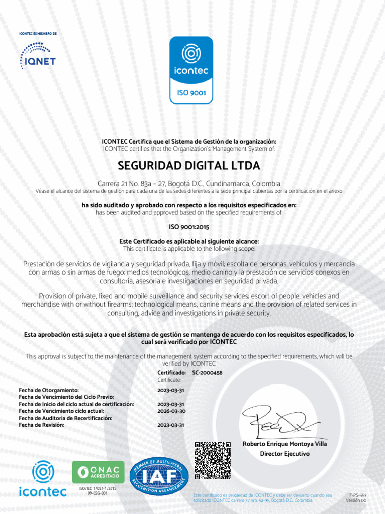 Certificación ISO 9001-2023 | Descargar gratis PDF | Valores ...