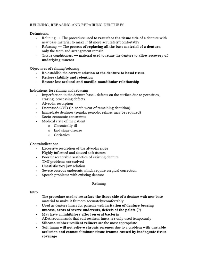 RELINE-REBASE-AND-REPAIRING-DENTURES | PDF | Dentures | Fracture