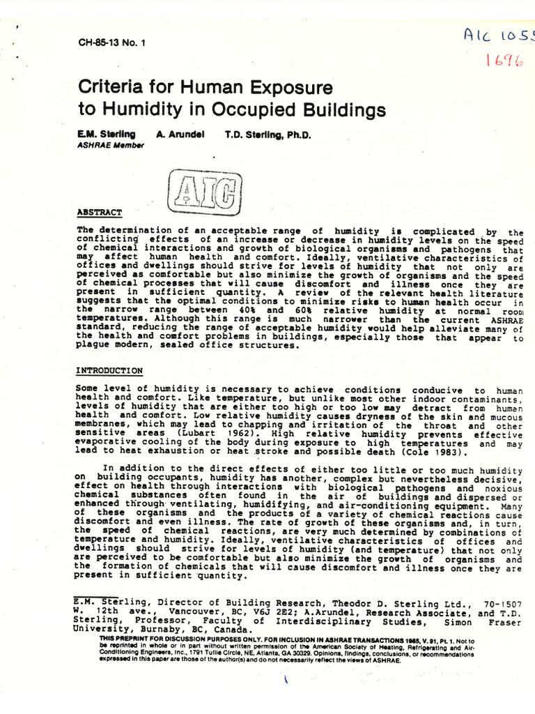 Criteria For Human Exposure To Humidity in Occupied Buildings | PDF ...
