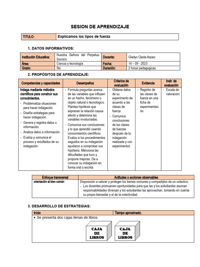 Sesion de Aprendizaje 14 de Setiembre | PDF