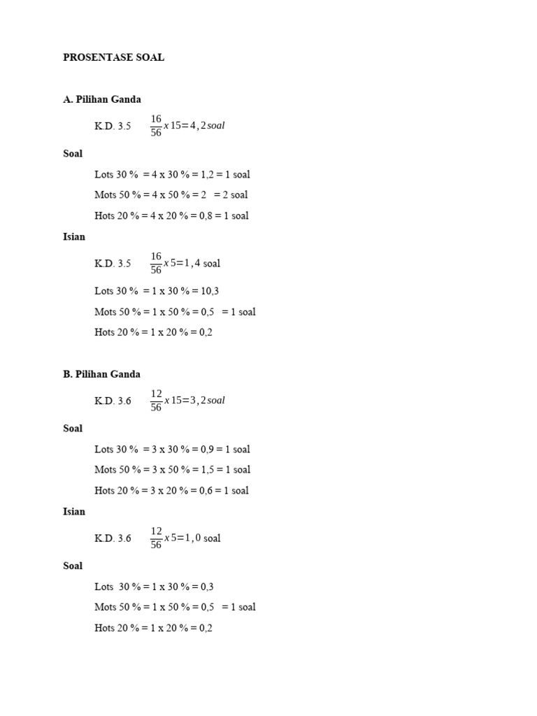Prosentase Soal | PDF