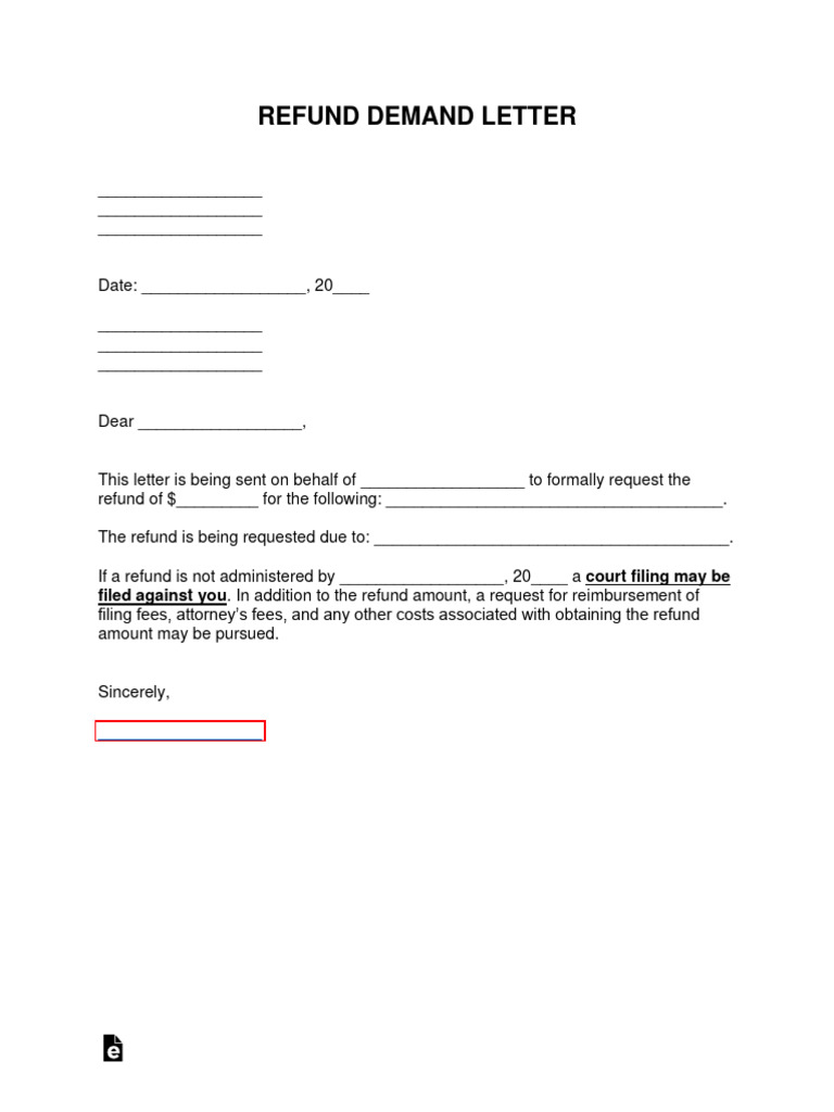 Refund Demand Letter | PDF