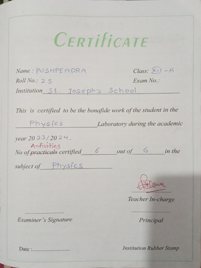 Physics Activity Class 12 | PDF