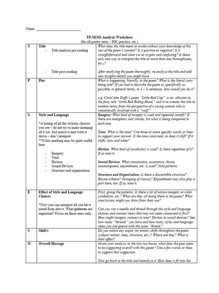 Tp-Seso For Poetry | PDF | Poetry | Poetic Devices