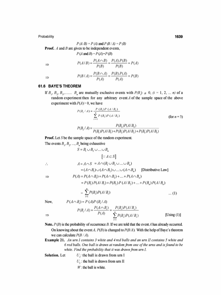Baye's Theorem With Example | PDF