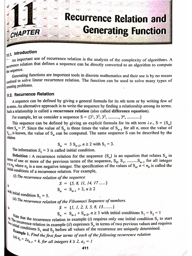Recurrence Relation And Generating Function Pdf