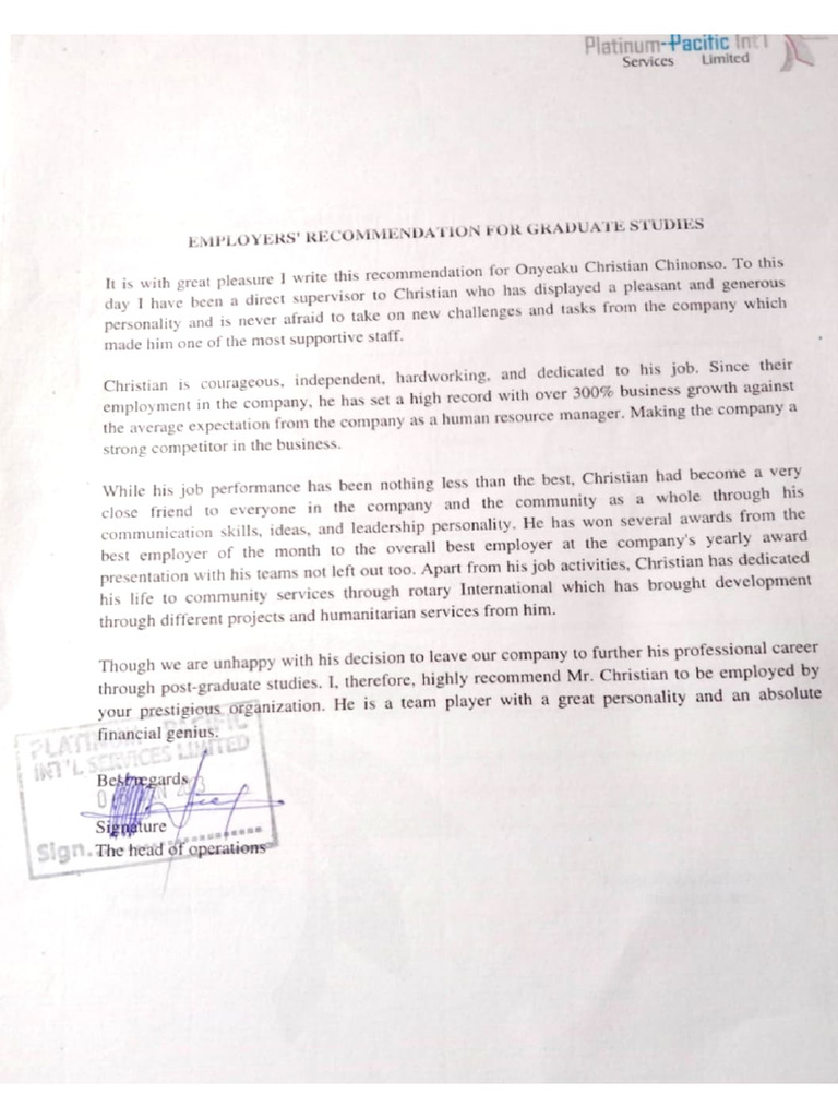 Chinonso Work Reference | PDF