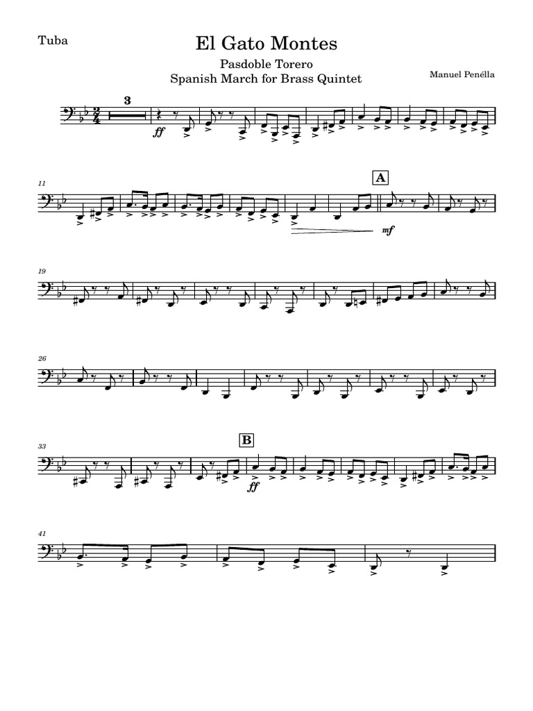 El Gato Montes - Tuba-Tuba | PDF | Brass Instruments | Aerophones