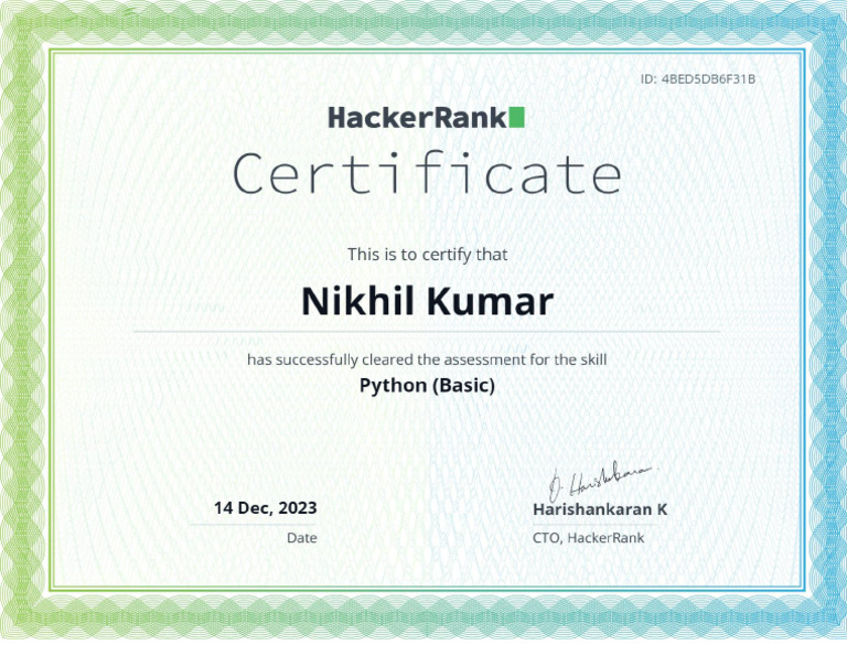 Python - Basic Certificate | PDF