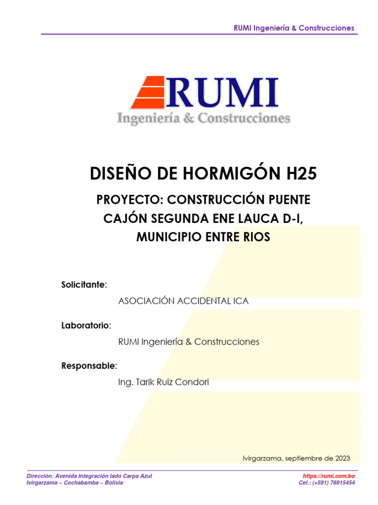Corregido - Dosificacion H25 | PDF | Hormigón | Cemento