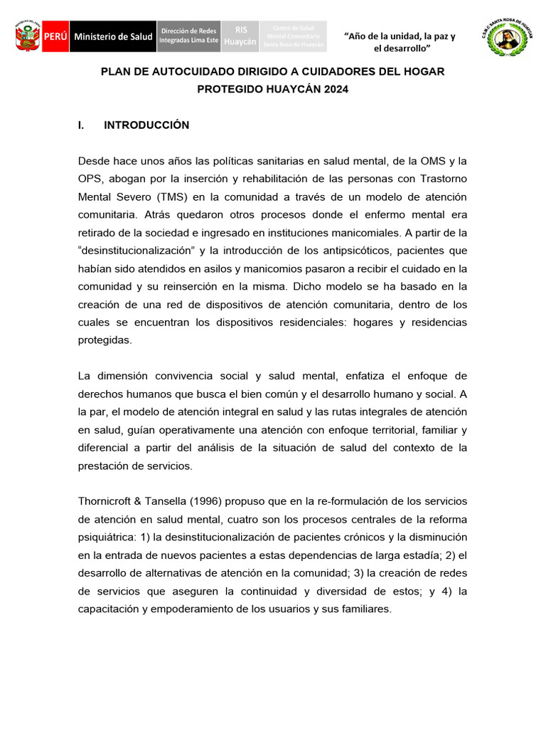 Plan de Autocuidado para Cuidadoras | PDF | Ciencias sociales | Ciencia ...